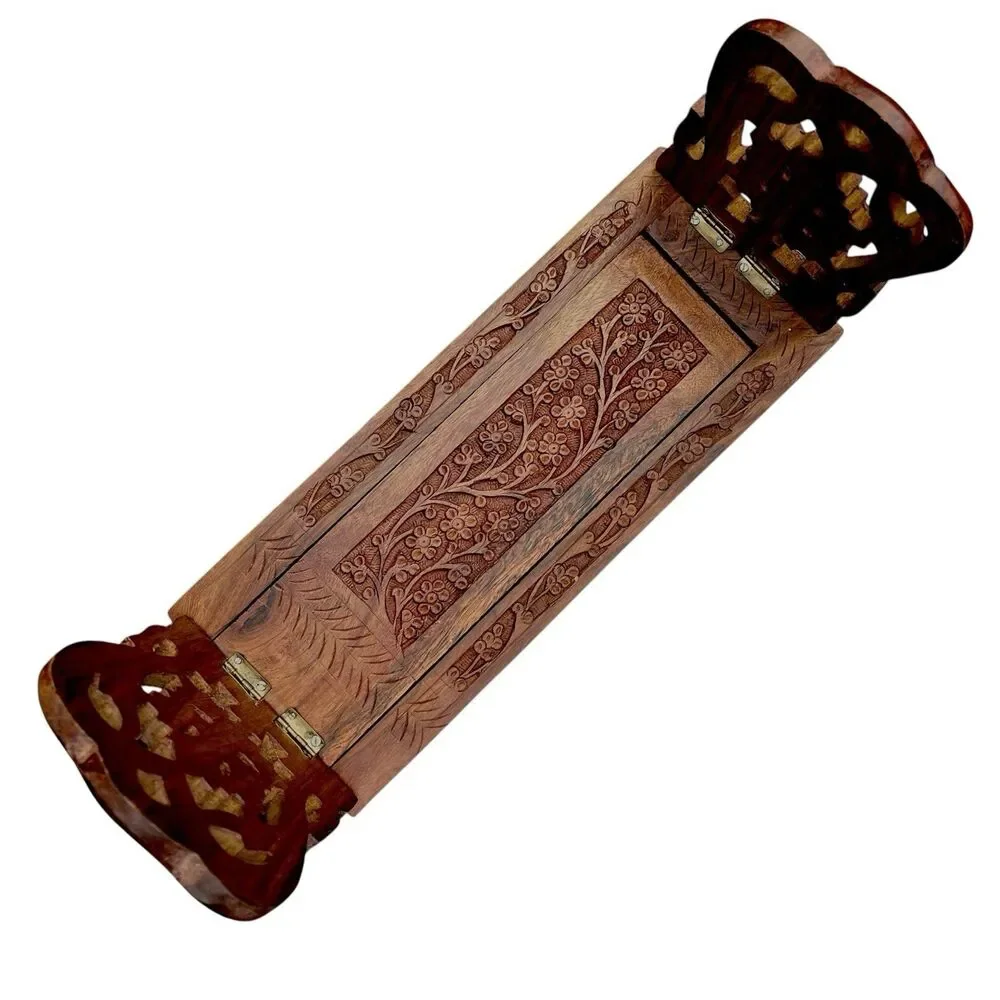 India | Accents | Vintage Hand Carved Sheesham Wood Folding Expandable ...